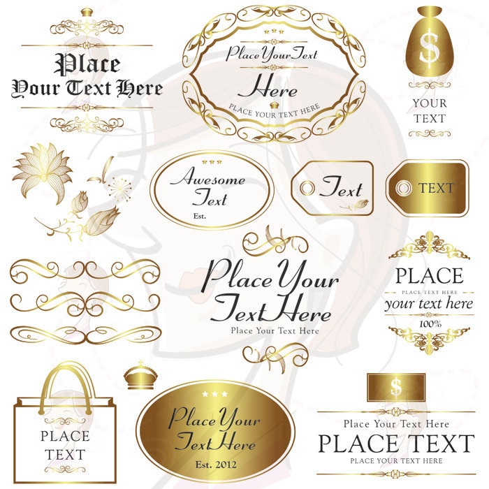 Business Office Clipart - Gold Flourish Frame Design for DIY Business ...