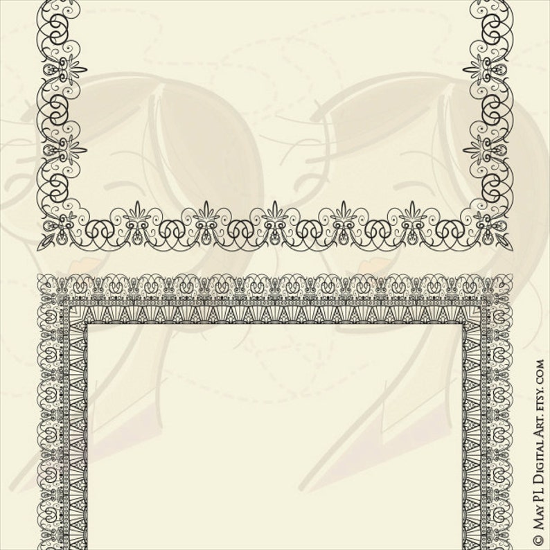 Lace Frame Clipart Rectangle Lace Border VECTOR COMMERCIAL USE | Etsy