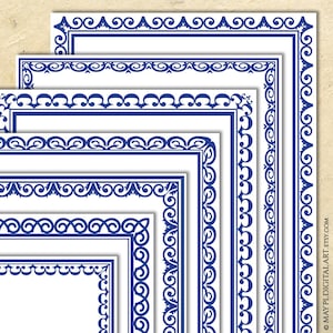 Document Border Frames - Blue Traditional Designs Decorative Graphic ...