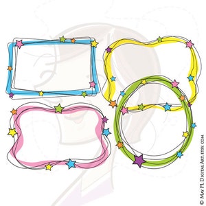 Whimsical Frame Clipart Digital Doodle Frames Hand Drawn Handdrawn ...
