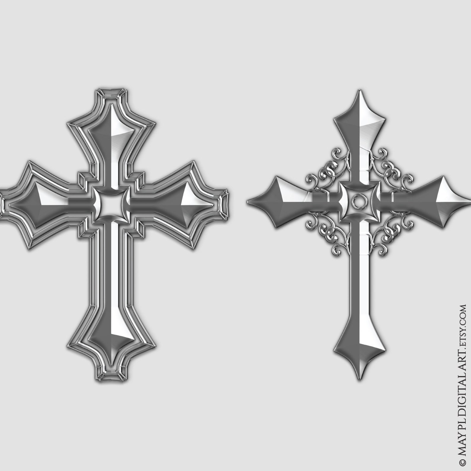 Cross Christian Faith Clip Art Collection Forged Steel Fancy Etsy
