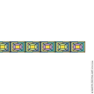 Stained Glass Borders Clipart - Colorful Geometric Shapes Border ...