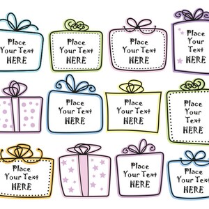 12 Doodle Digital Frames Gift Boxes Present Clip Art Cute Border ...