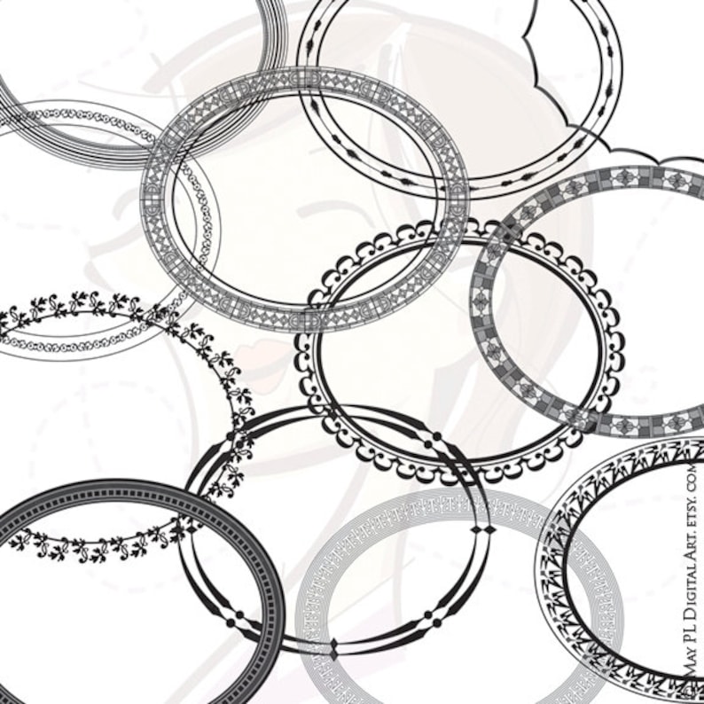 Oval Frame Clip Art Digital VECTOR Ornate Black Retro Frames - Etsy