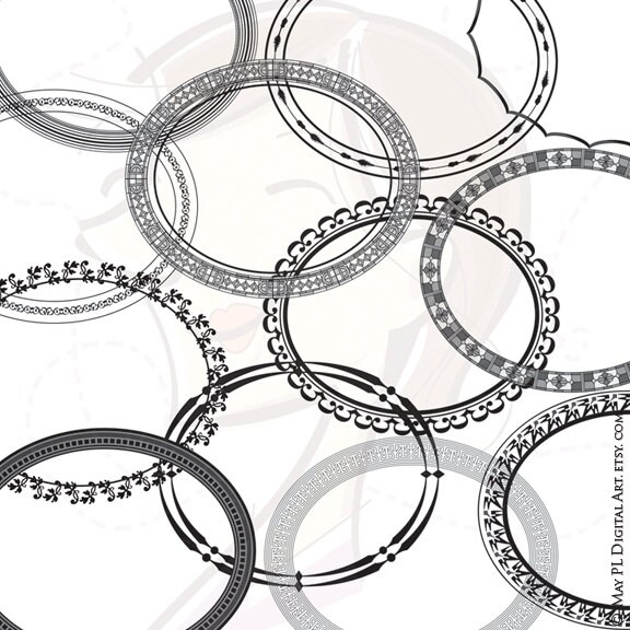 Oval Frame Clip Art Digital VECTOR Ornate Black Retro Frames - Etsy