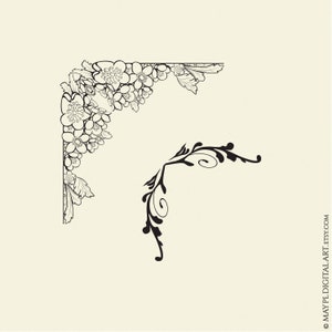 Victorian Ornamental Corner Edge Clipart - Traditional Designs Black ...