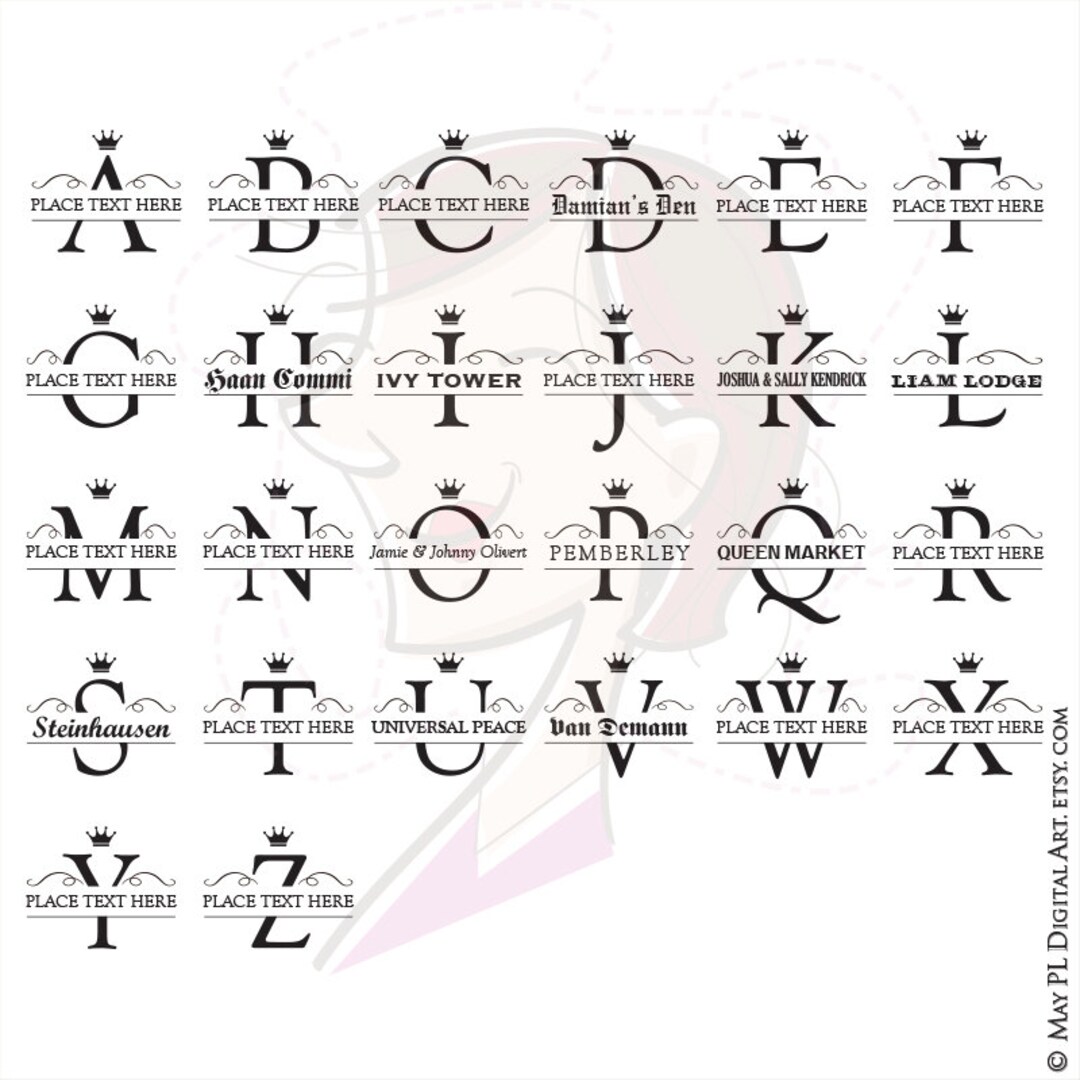 Alphabet Serif Letter Caps Calligraphic Flourish Digistamp Clip Art ...