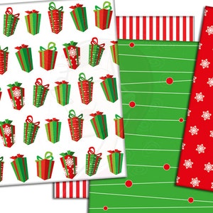 Christmas Paper Printable Baubles Presents Digital Backgrounds Xmas ...