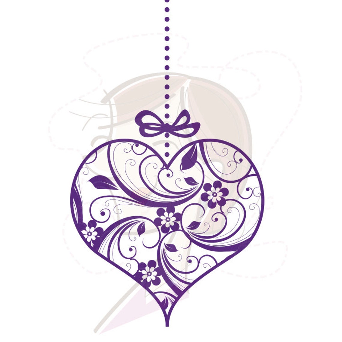 Heart Ornaments Hanging Graphics Clip Art Vintage Purple - Etsy