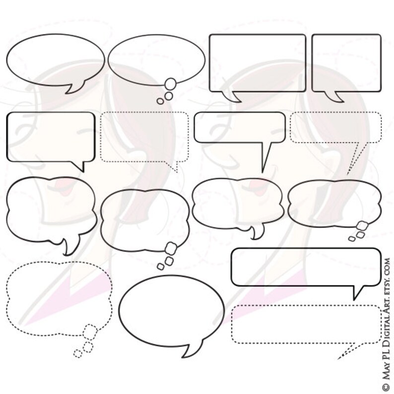 Speech Bubbles Clipart Thought Bubble Digital Vector Frame | Etsy