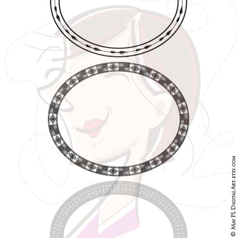 Oval Frame Clip Art Digital VECTOR Ornate Black Retro Frames Decorative ...
