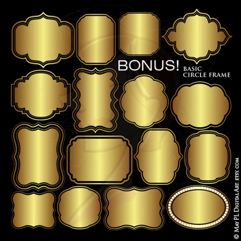 Gold Digital Frame Clipart - Basic Shapes Png Gold Clip Art Perfect to ...