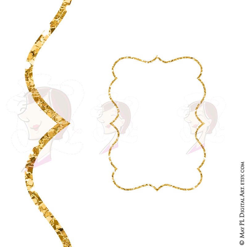 Glitter Frame Gold Clipart Set LARGE 10 Inch Jpeg Png Files - Etsy