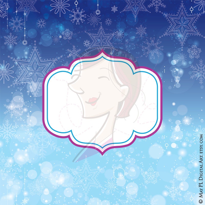 Frozen Digital Frames Winter Clipart Diy Birthday Invitation - Etsy