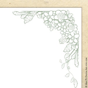 Traditional Page Border Designs, Sage Green Floral Ornate Frame Clipart ...