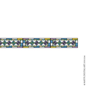 Stained Glass Borders Clipart - Colorful Geometric Shapes Border ...