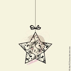 Christmas Star Ornament Clip Art Baubles Retro Decorations Xmas Decor ...