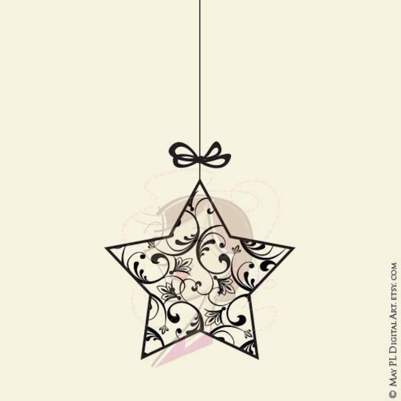 Christmas Star Ornament Clip Art Baubles Retro Decorations | Etsy