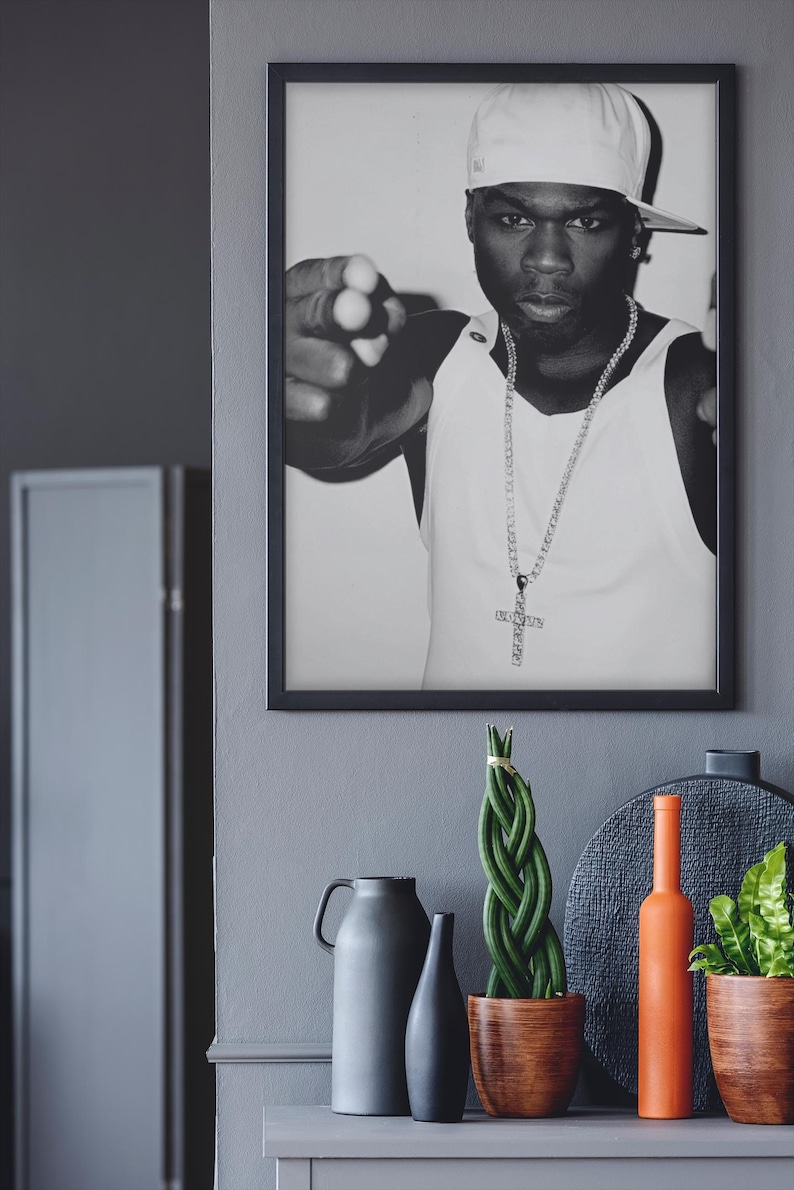 Minimalistic 50 Cent Hip Hop Portrait Decor | Y2K the Massacre Album ...