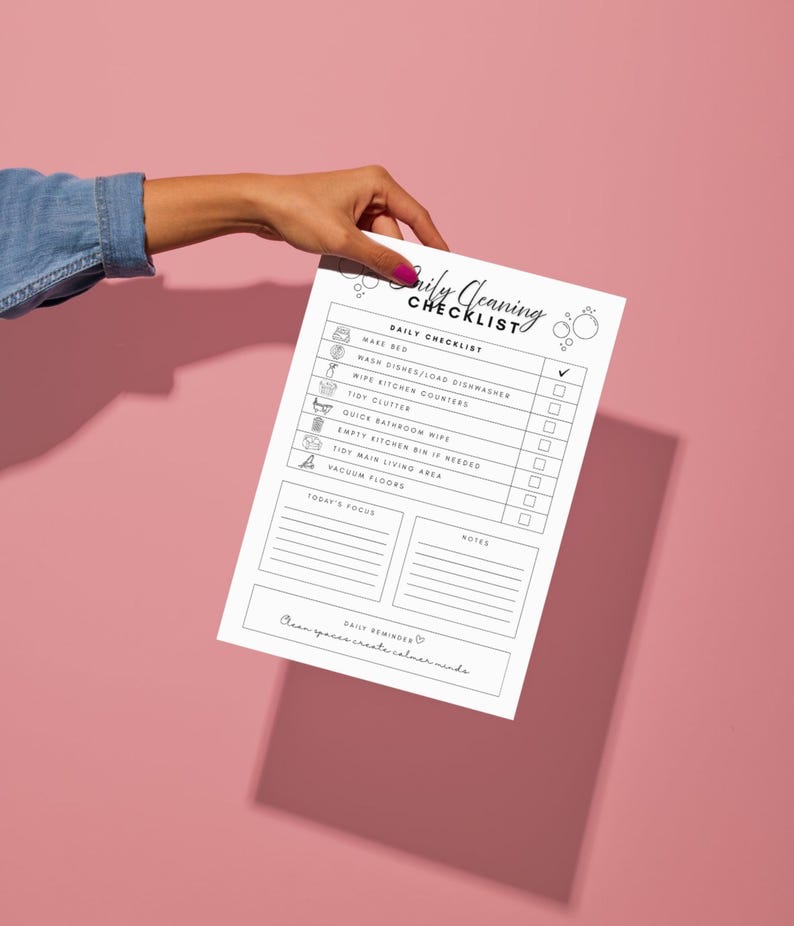 Daily Cleaning Checklist Printable | Daily House Cleaning Routine ...