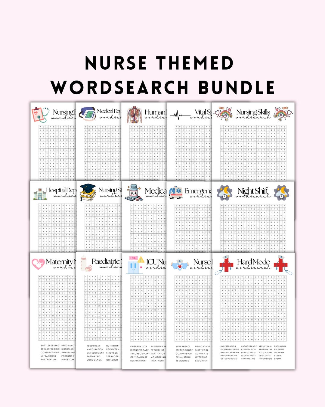 Nurse Word Search Bundle Printable Nursing Activities for Students and ...
