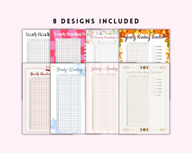 Yearly Reading Tracker Printable | Book Log Journal Insert (digital ...