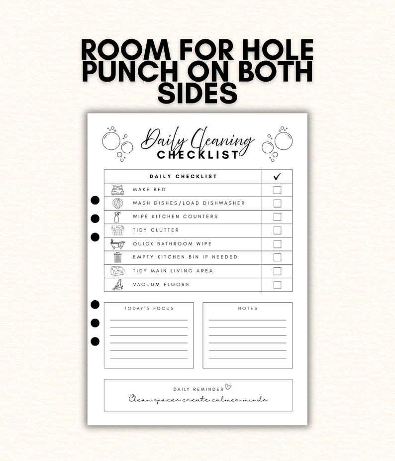 Daily Cleaning Checklist Printable | Daily House Cleaning Routine ...