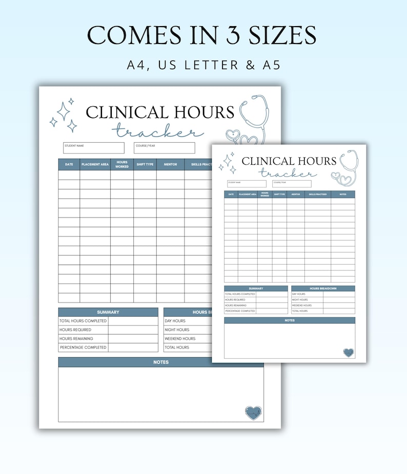 Ultimate Nursing Student Planner | Clinical Hours Tracker, Placement ...