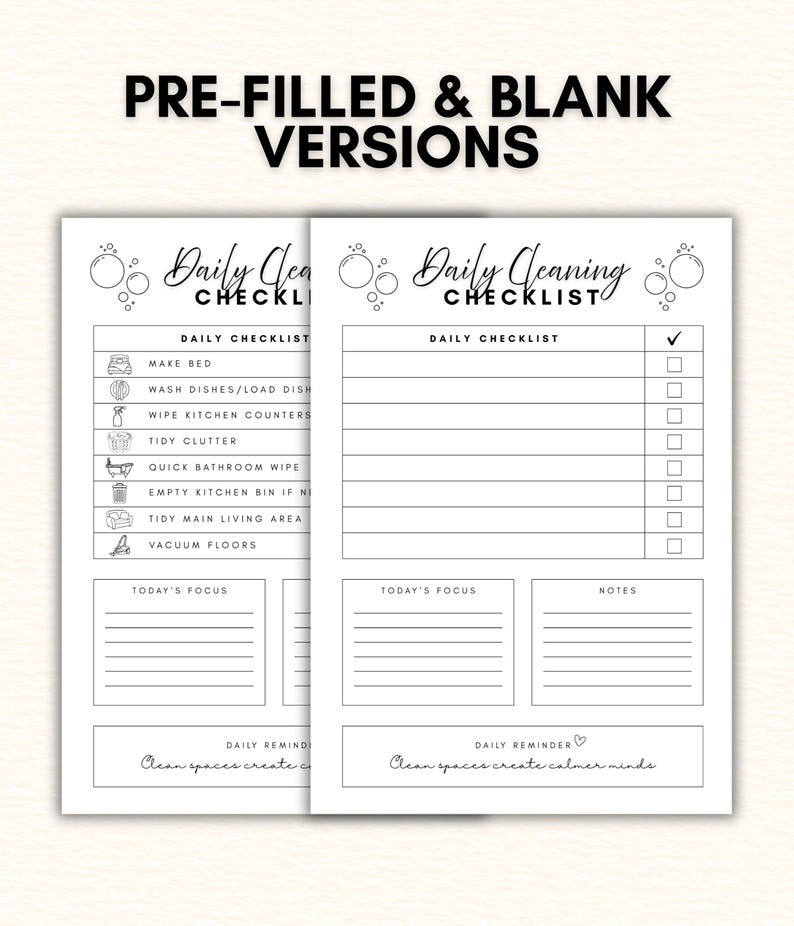 Daily Cleaning Checklist Printable | Daily House Cleaning Routine ...