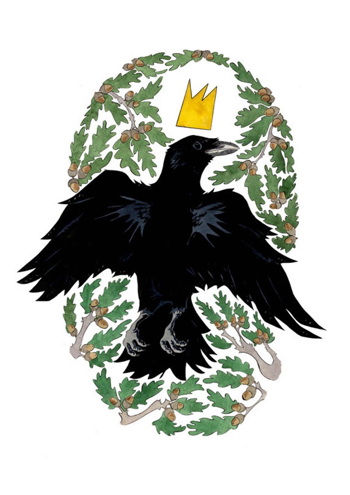 King Crow, With Acorns. - Art Print. - Etsy