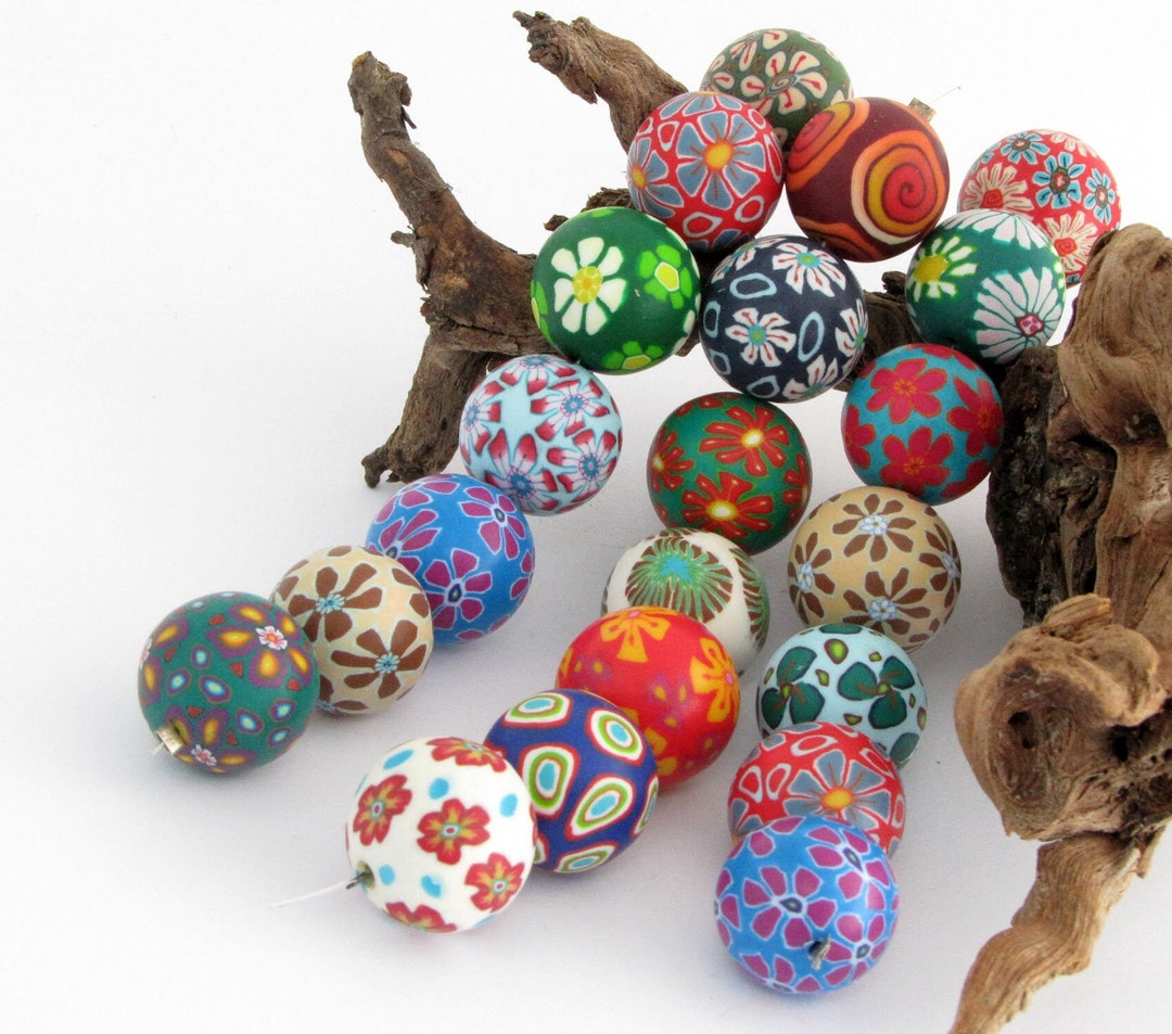 Handmade Big Bead Set From Polymer Clay, Silkshine Beads Fimo Beads ...