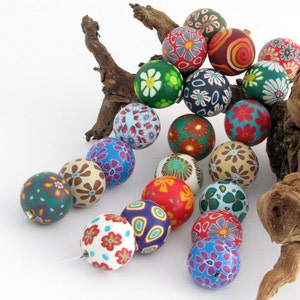 Handmade Big Bead Set From Polymer Clay, Silkshine Beads Fimo Beads ...