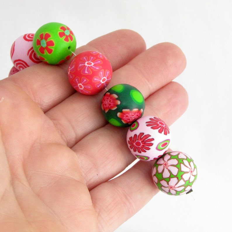 Handmade Big Bead Set From Polymer Clay, Silkshine Beads Fimo Beads ...