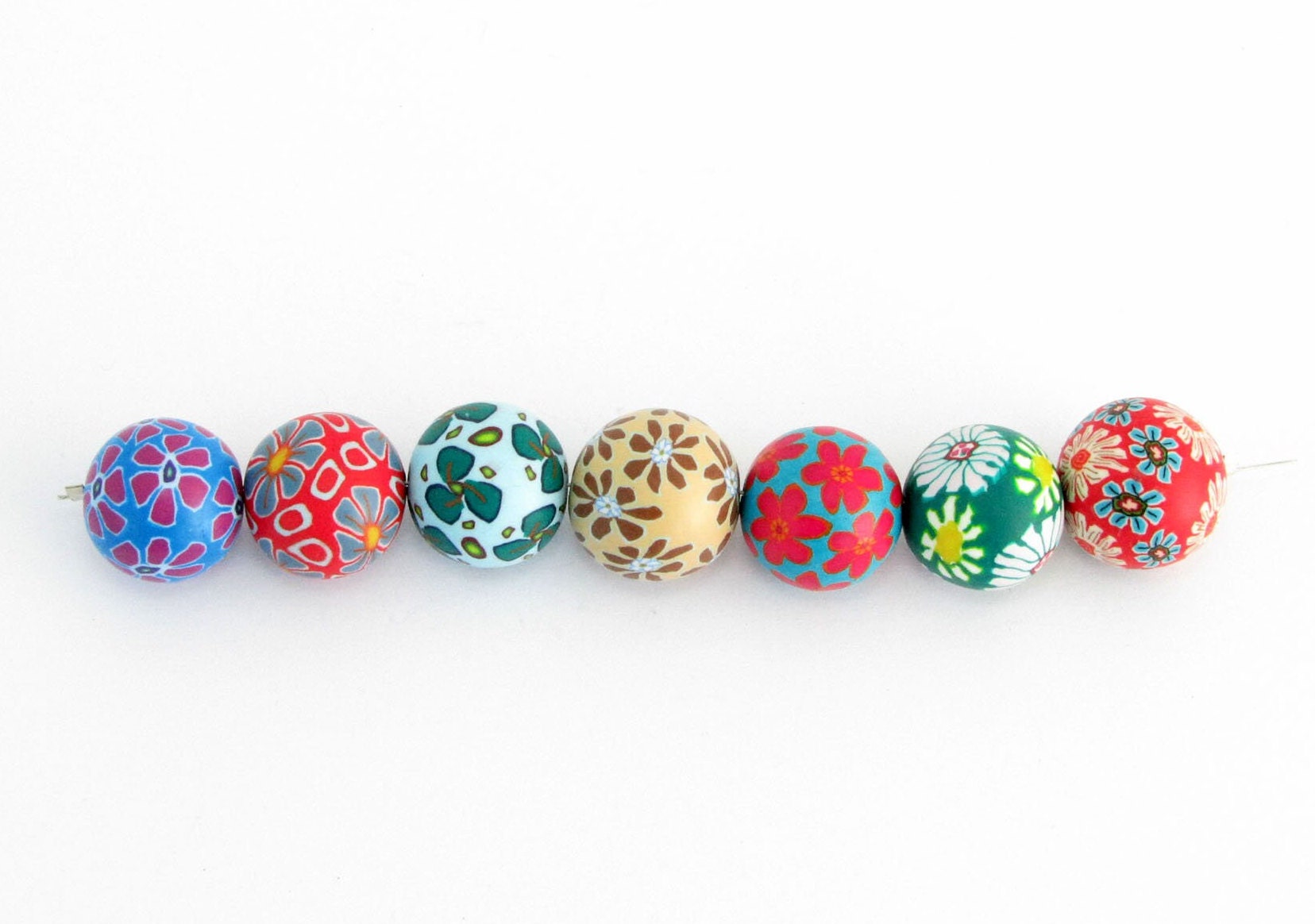 Handmade Big Bead Set From Polymer Clay, Silkshine Beads Fimo Beads ...