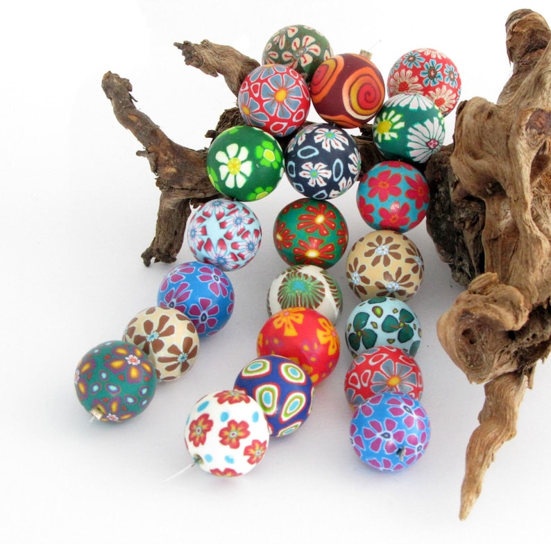 Handmade Big Bead Set From Polymer Clay, Silkshine Beads Fimo Beads ...
