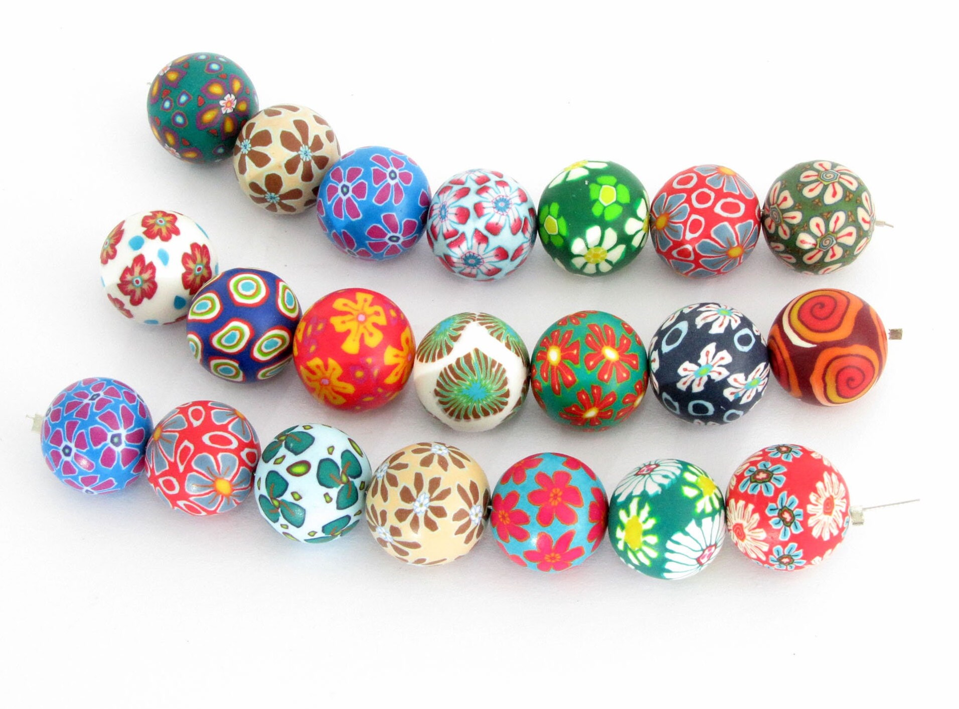 Handmade Big Bead Set From Polymer Clay, Silkshine Beads Fimo Beads ...