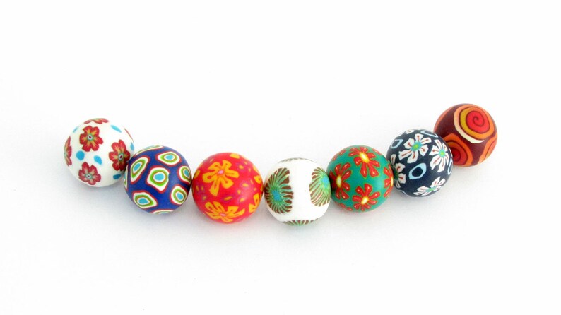 Handmade Big Bead Set From Polymer Clay, Silkshine Beads Fimo Beads ...