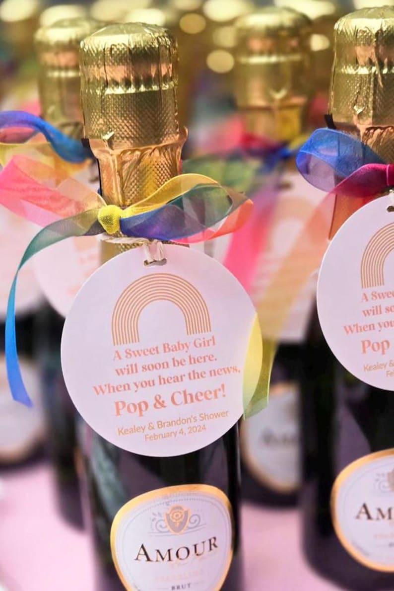 Boho Rainbow Baby Shower Favor Tags, Champagne Bottle Labels - Etsy