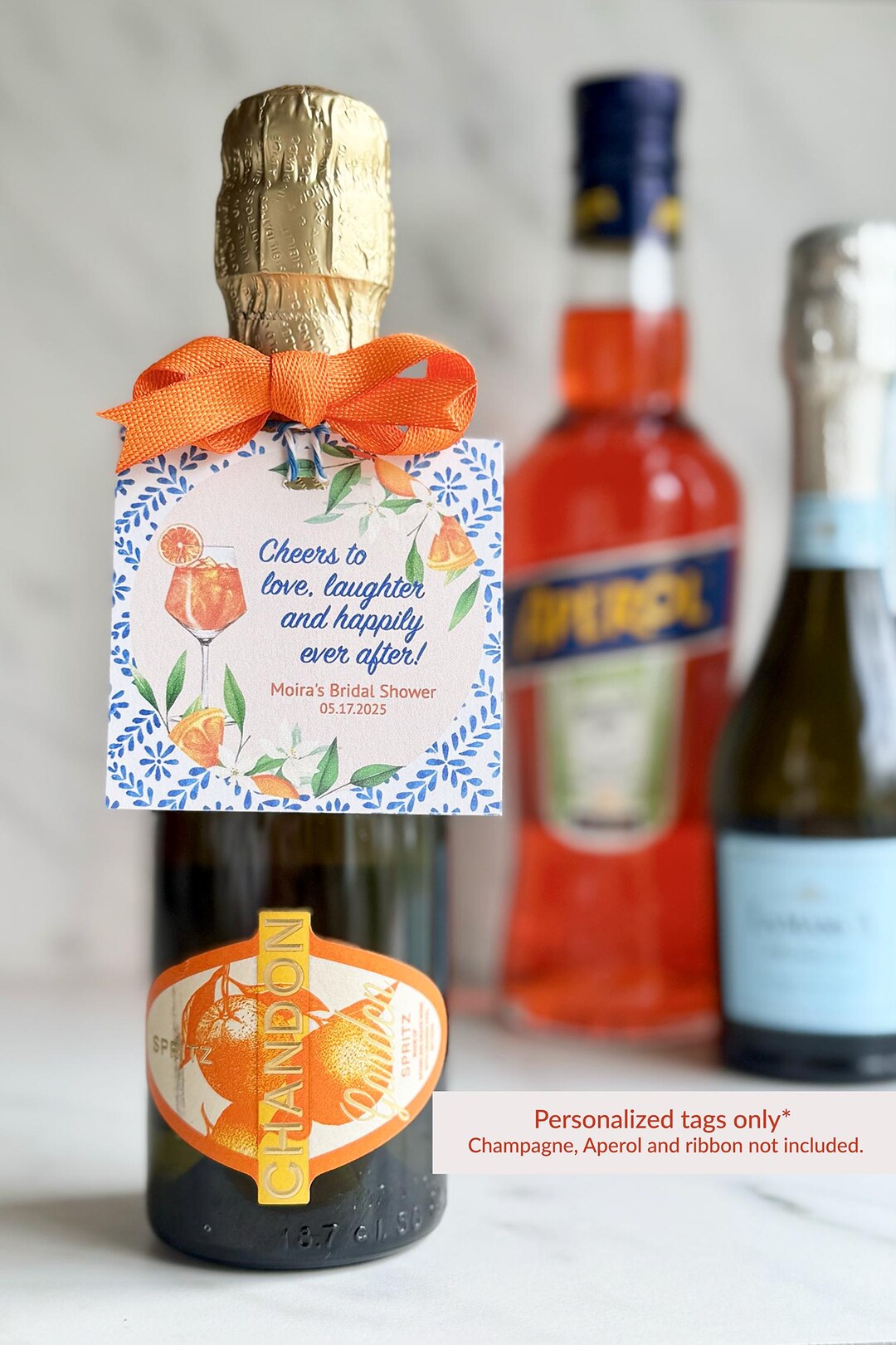 Aperol Spritz Bridal Shower Mini Champagne Tags, Personalized Favor ...