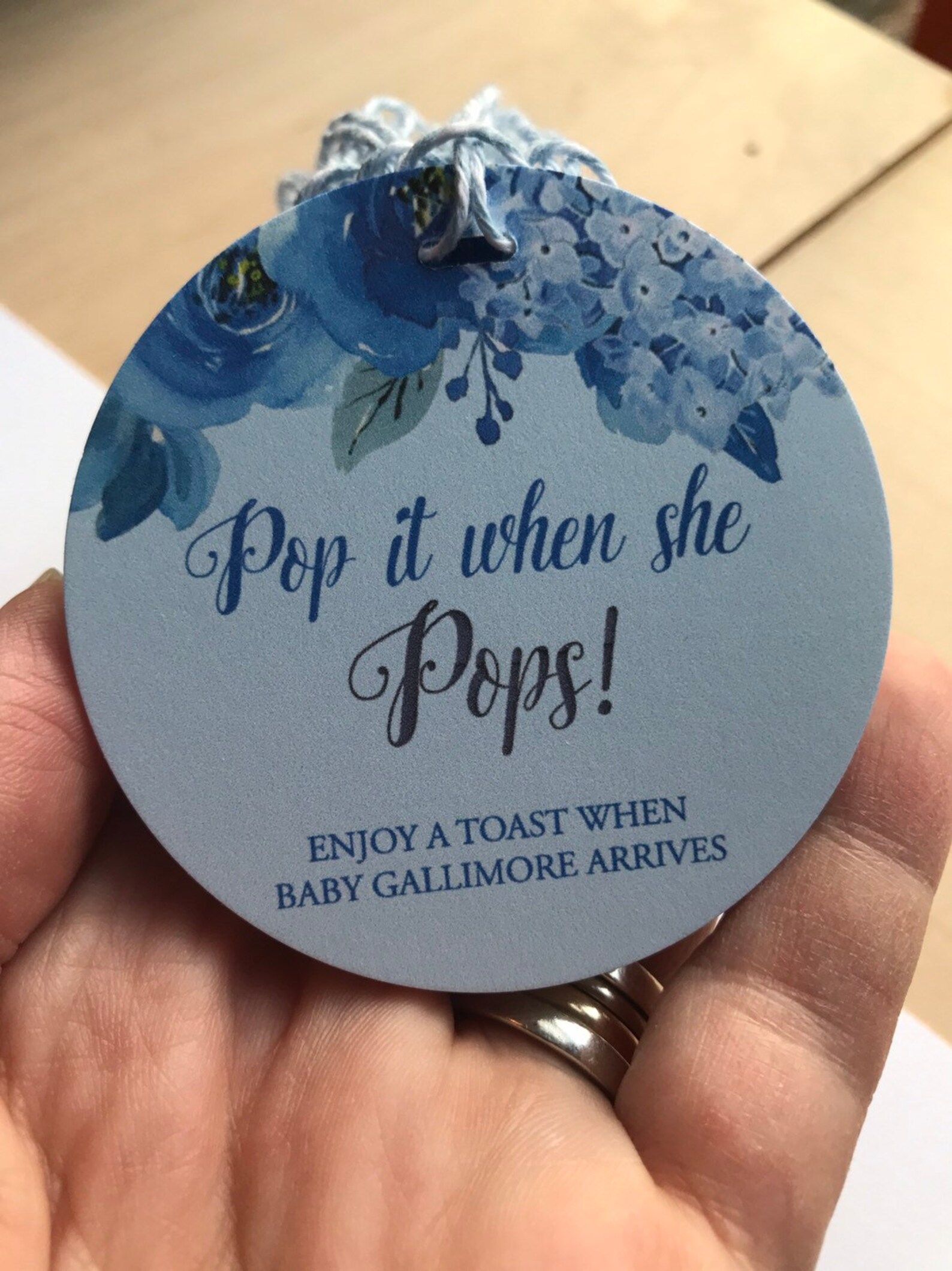 Blue Floral Baby Shower Tagschampagne Baby Shower Tagpop It - Etsy