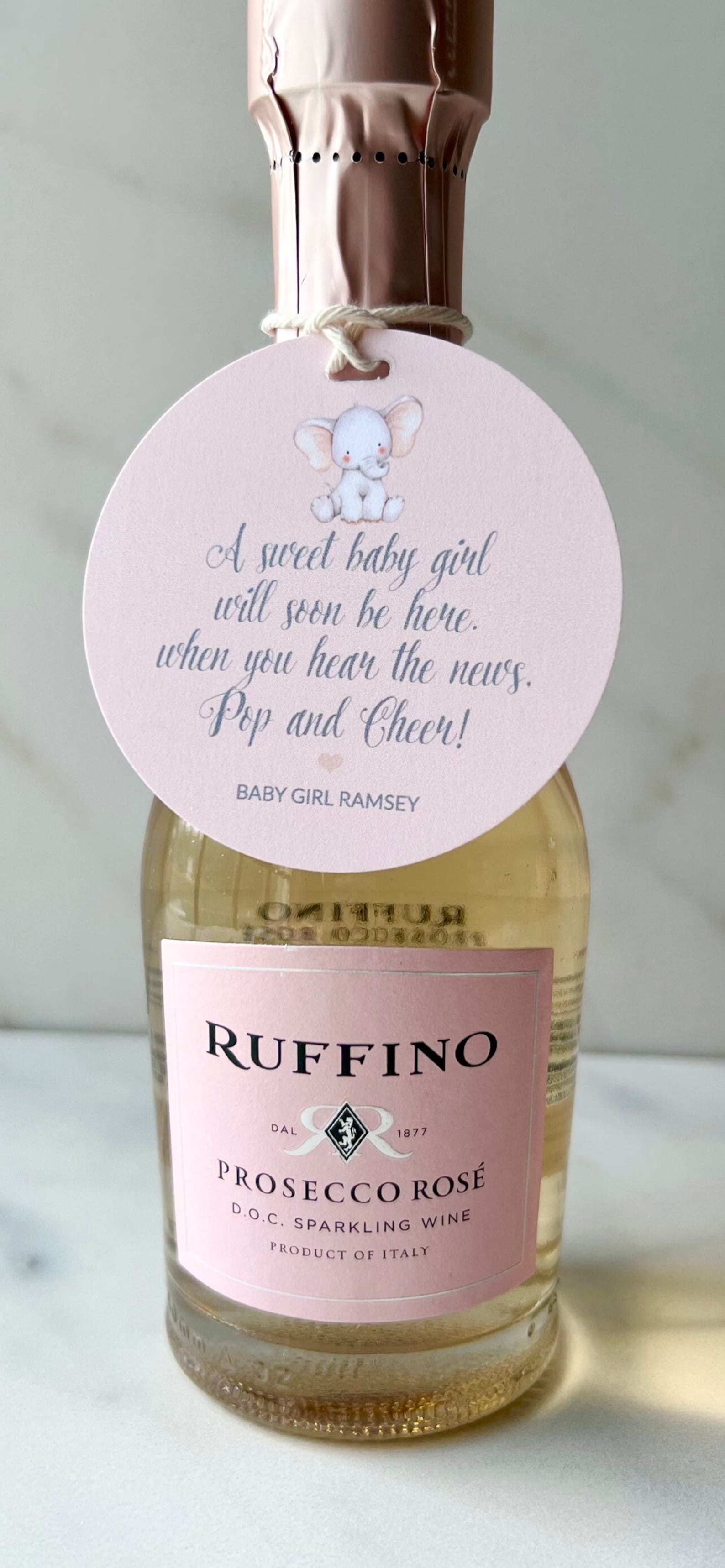 Pink Elephant Baby Shower Favor Tags, Personalized Champagne Tags - Etsy