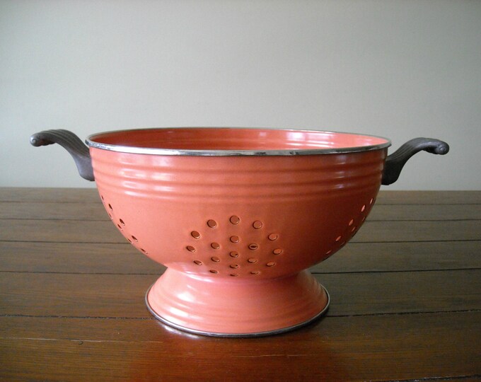 Fiesta Ware Persimmon Enameled Metal Colander With Handles, Homer ...