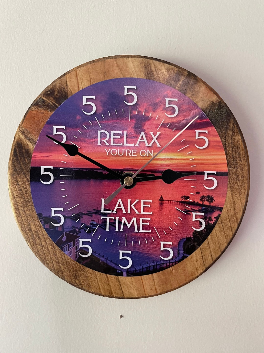 Relax, Your on “lake Time” Wall Clock. It’s Always 5 O’clock at the ...