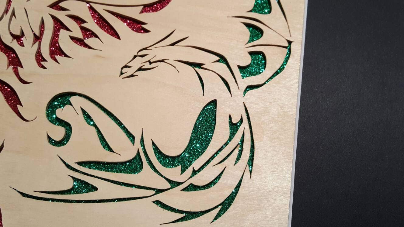 Fighting Phoenix & Dragon, Woodcut. Hand Cut With a Scroll Saw - Etsy UK