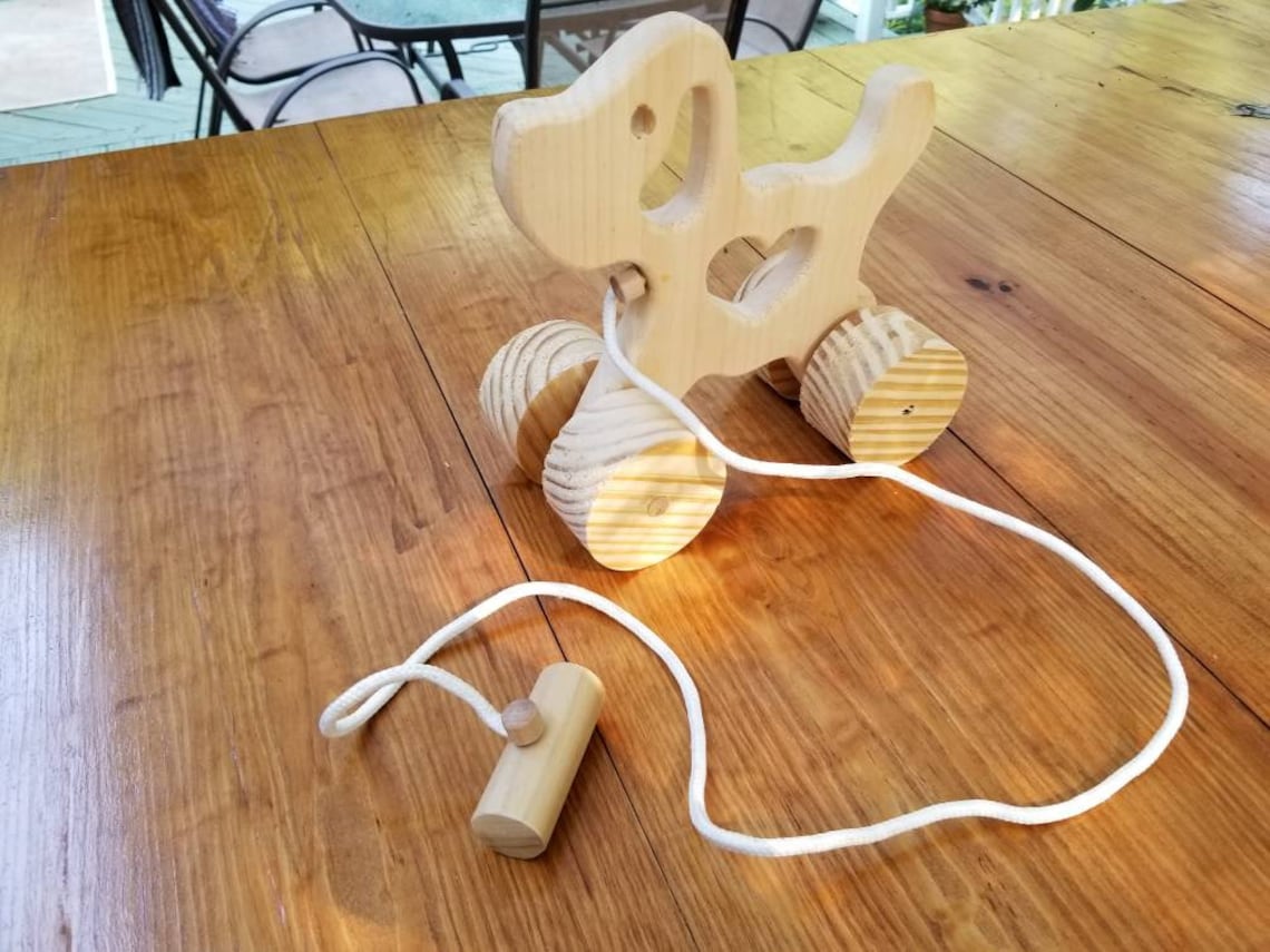 Puppy Pull Toy. Wooden Puppy Pull Toy. Natural Wood Pull Toy. - Etsy