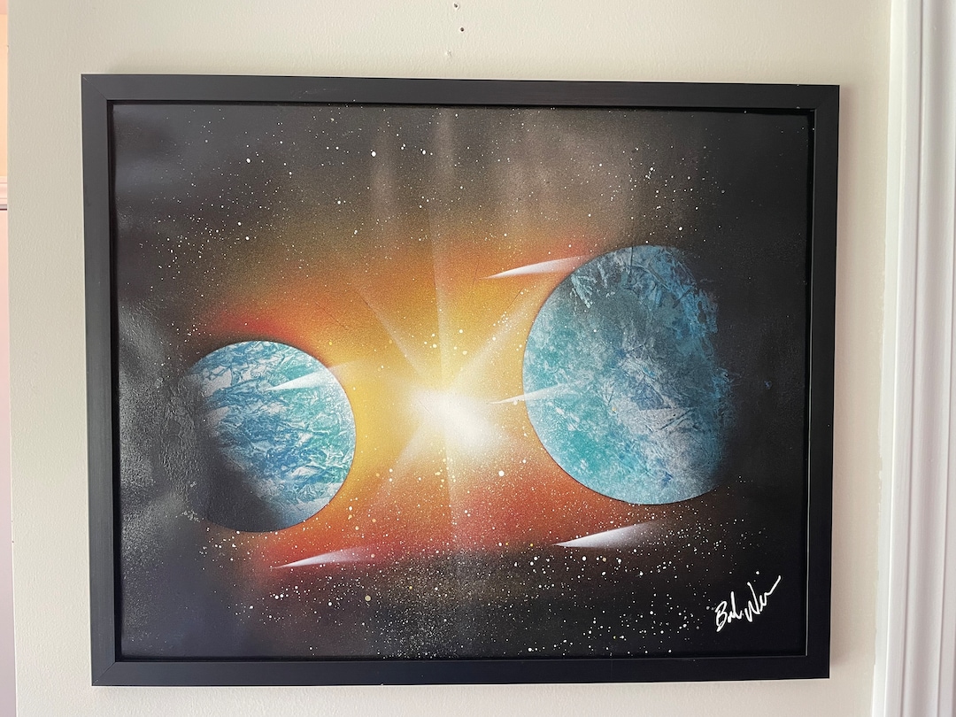 Colliding Planets, Spray Paint Art - Etsy