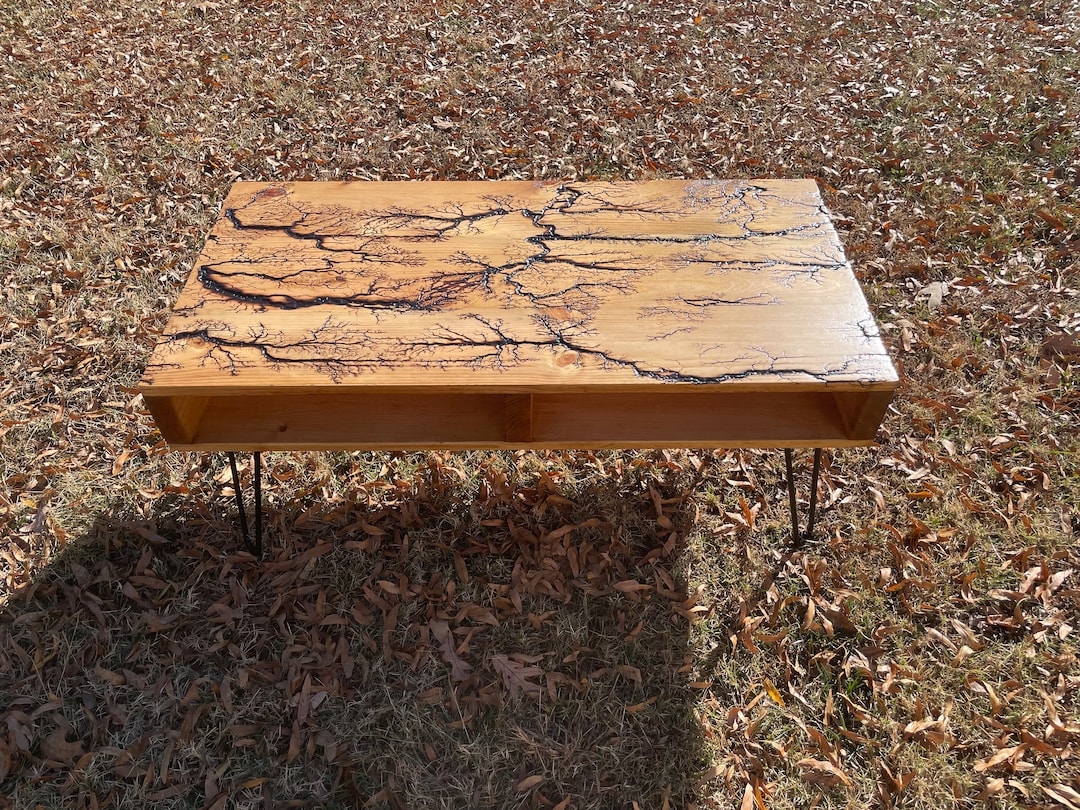 Lichtenburg Burned Coffee Table. Fractal Burned Coffee Table, Coffee ...