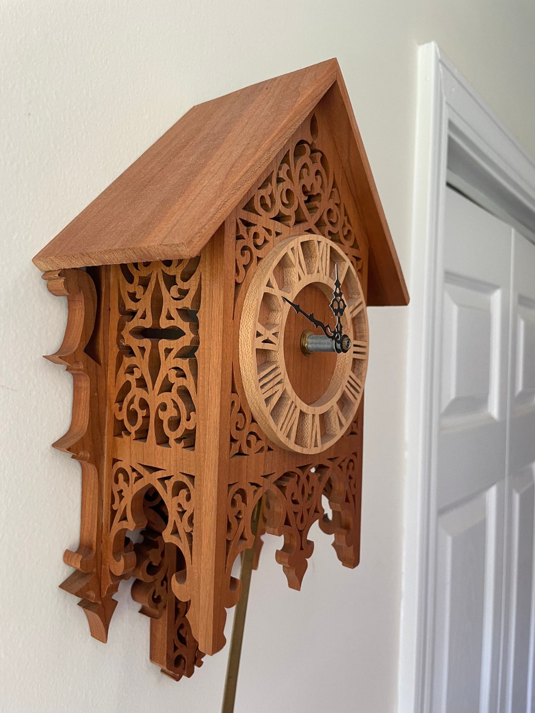 Hand Cut, Fretwork Gingerbread Clock, Pendulum Wall Clock - Etsy