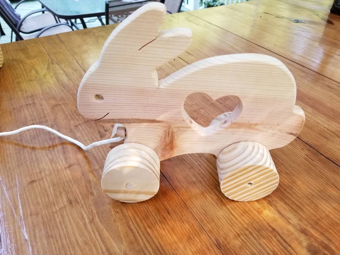 Hopping Bunny Pull Toy. Pull Toy. Wooden Pull Toy. Old Time Wooden Pull ...