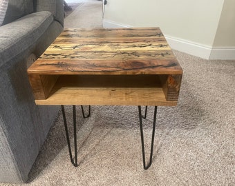Wood Burned End Table - Etsy